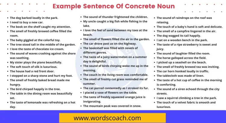 Example Of Concrete Noun Archives Word Coach