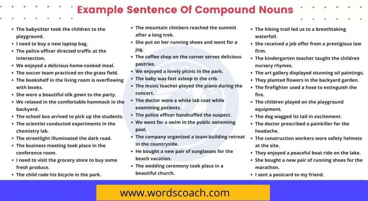 Sentence Of Compound Nouns Archives Word Coach