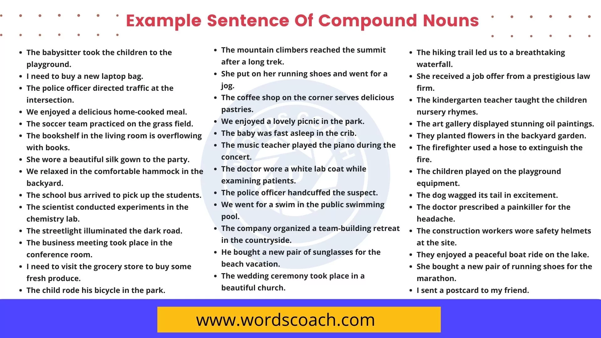 50 Example Sentence Of Compound Nouns Word Coach