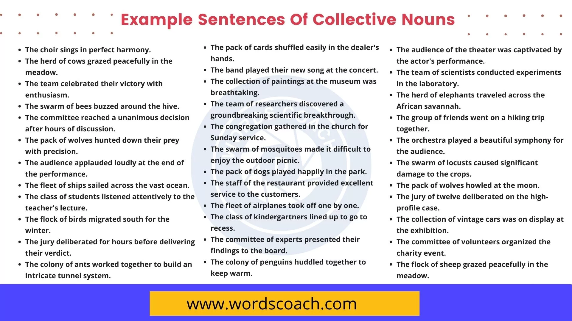 51 Example Sentences Of Collective Nouns Word Coach