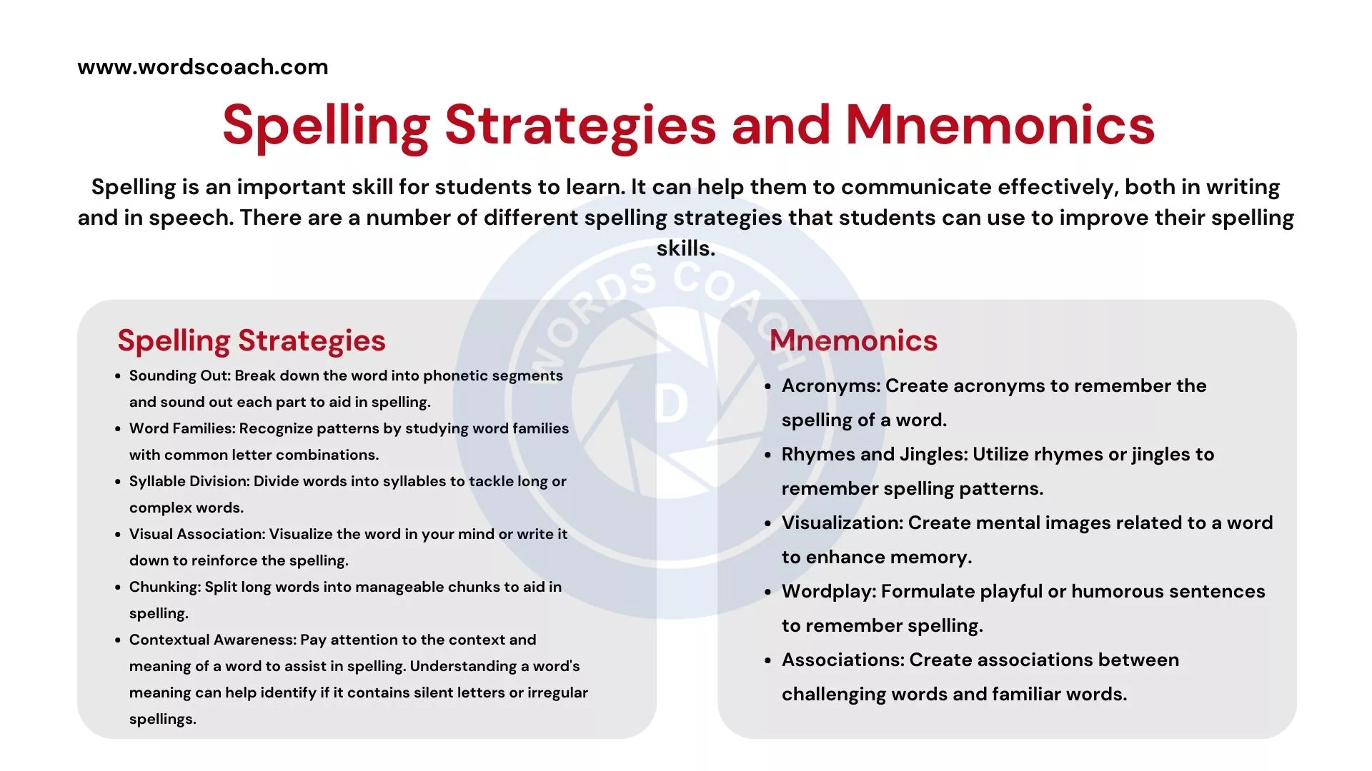 Spelling Strategies And Mnemonics 20 Examples Word Coach