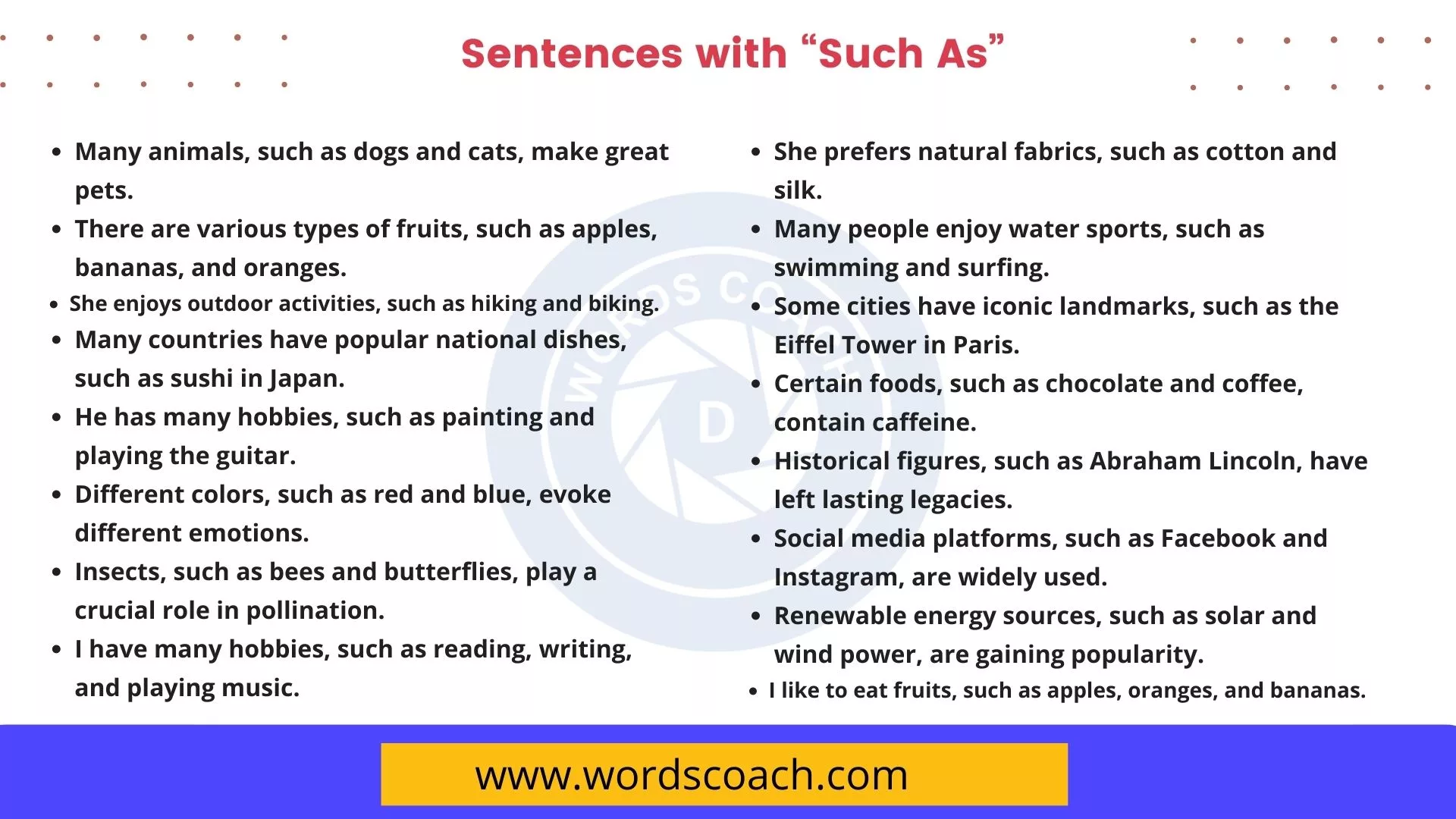 200 Sentences With Such As Word Coach