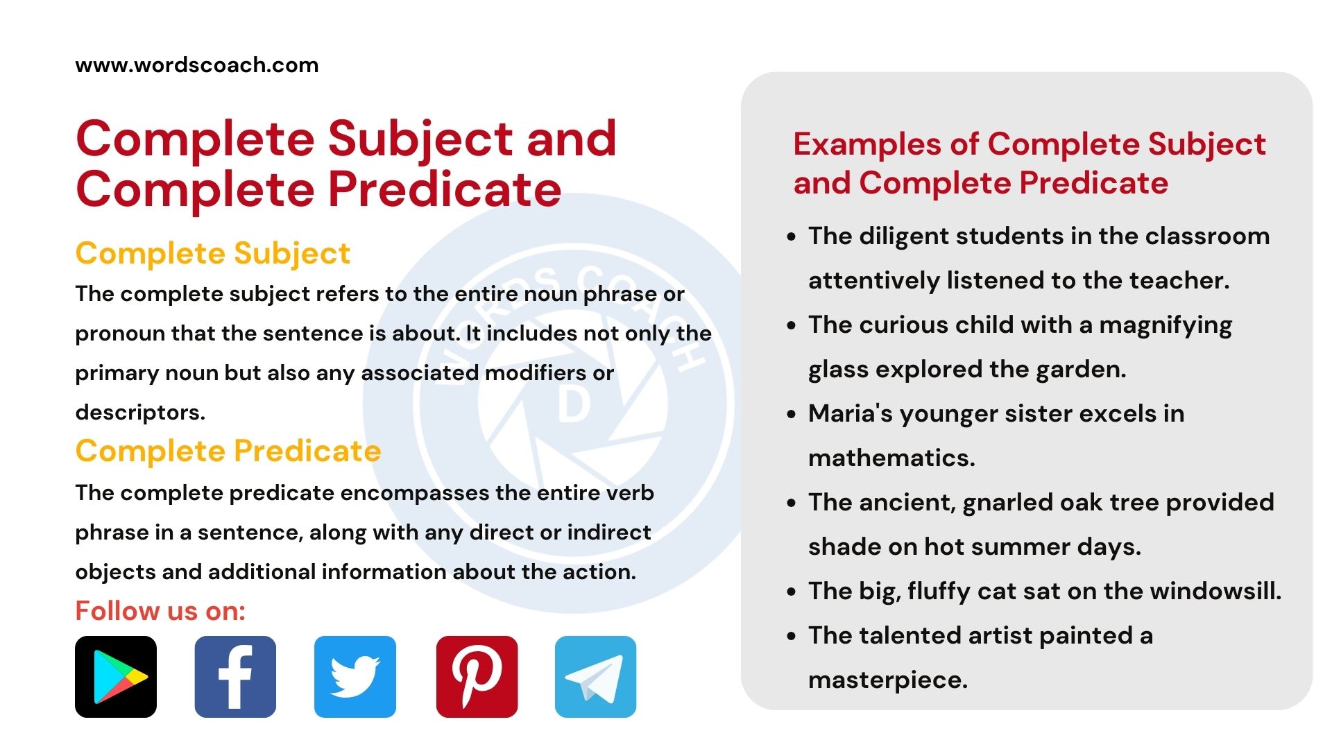 Complete Subject And Complete Predicate Word Coach