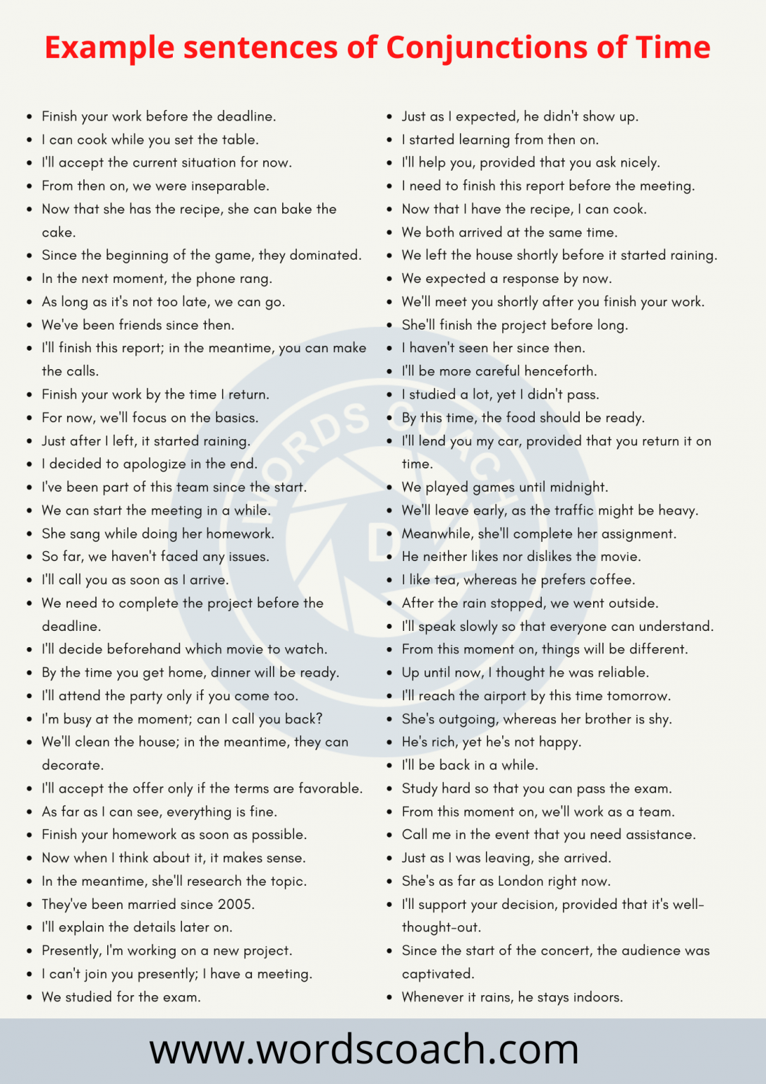 Conjunctions of Time - Word Coach