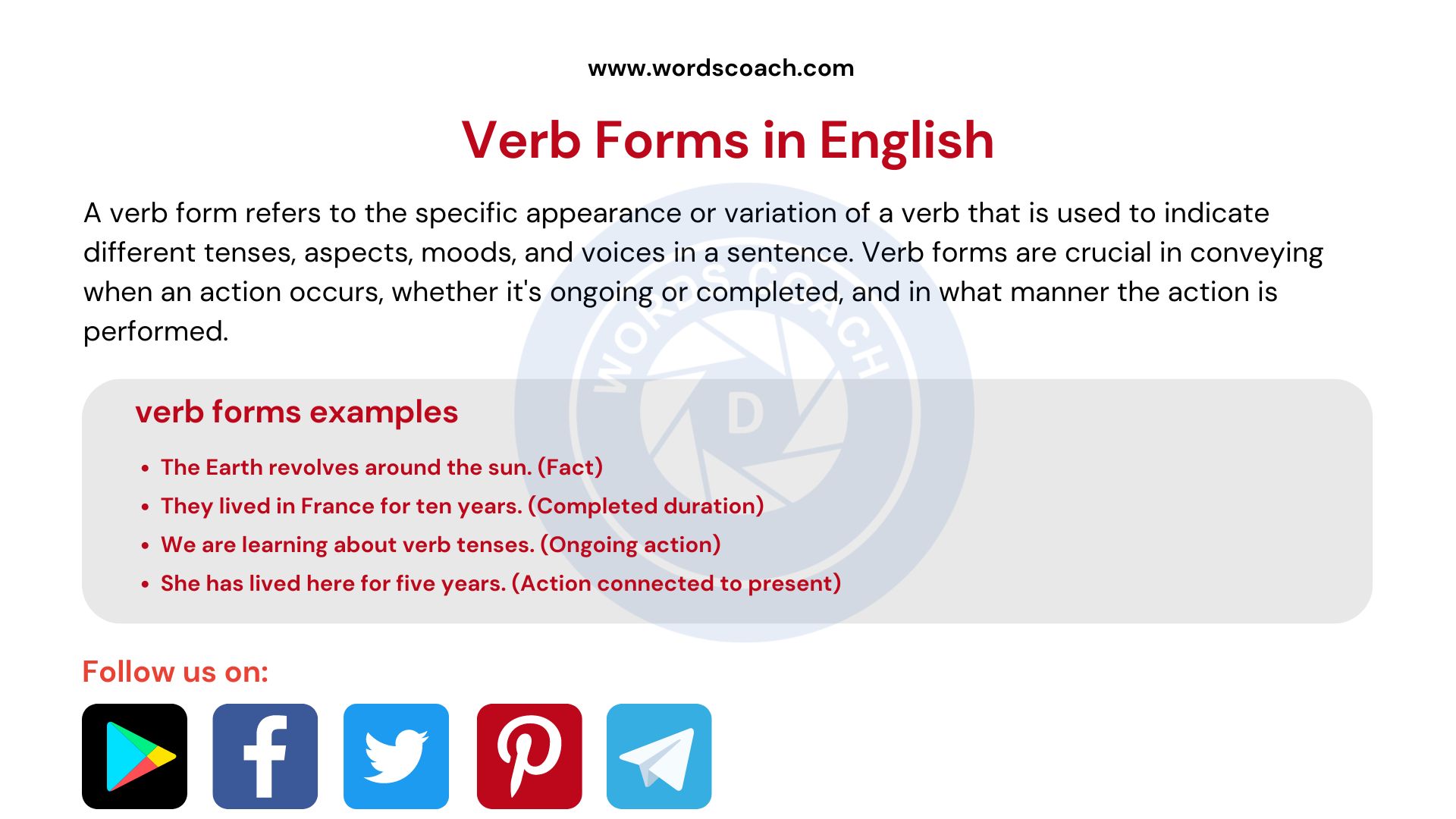 Verb Forms in English - Explore Different Forms with Examples - Word Coach